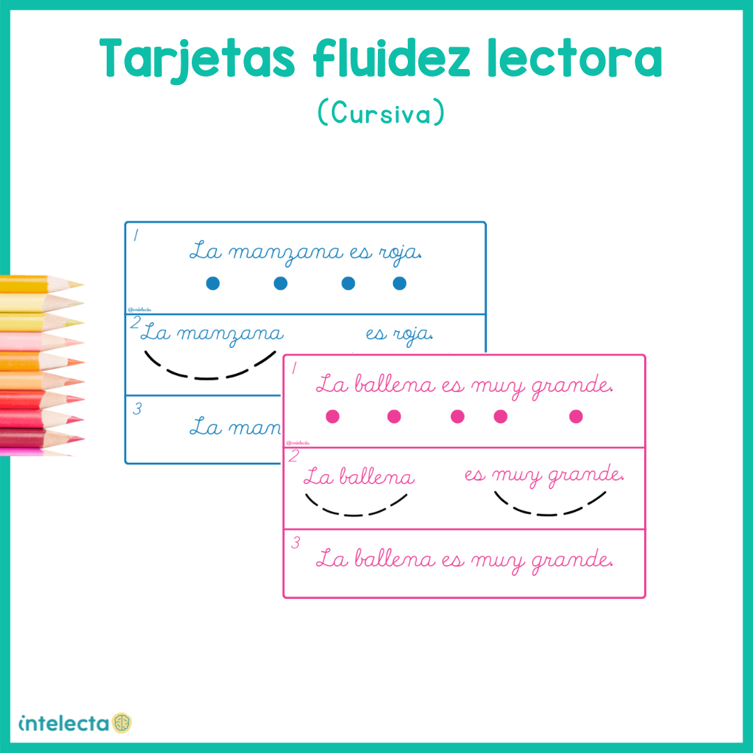 Tarjetas de fluidez lectora (Cursiva) – Intelecta