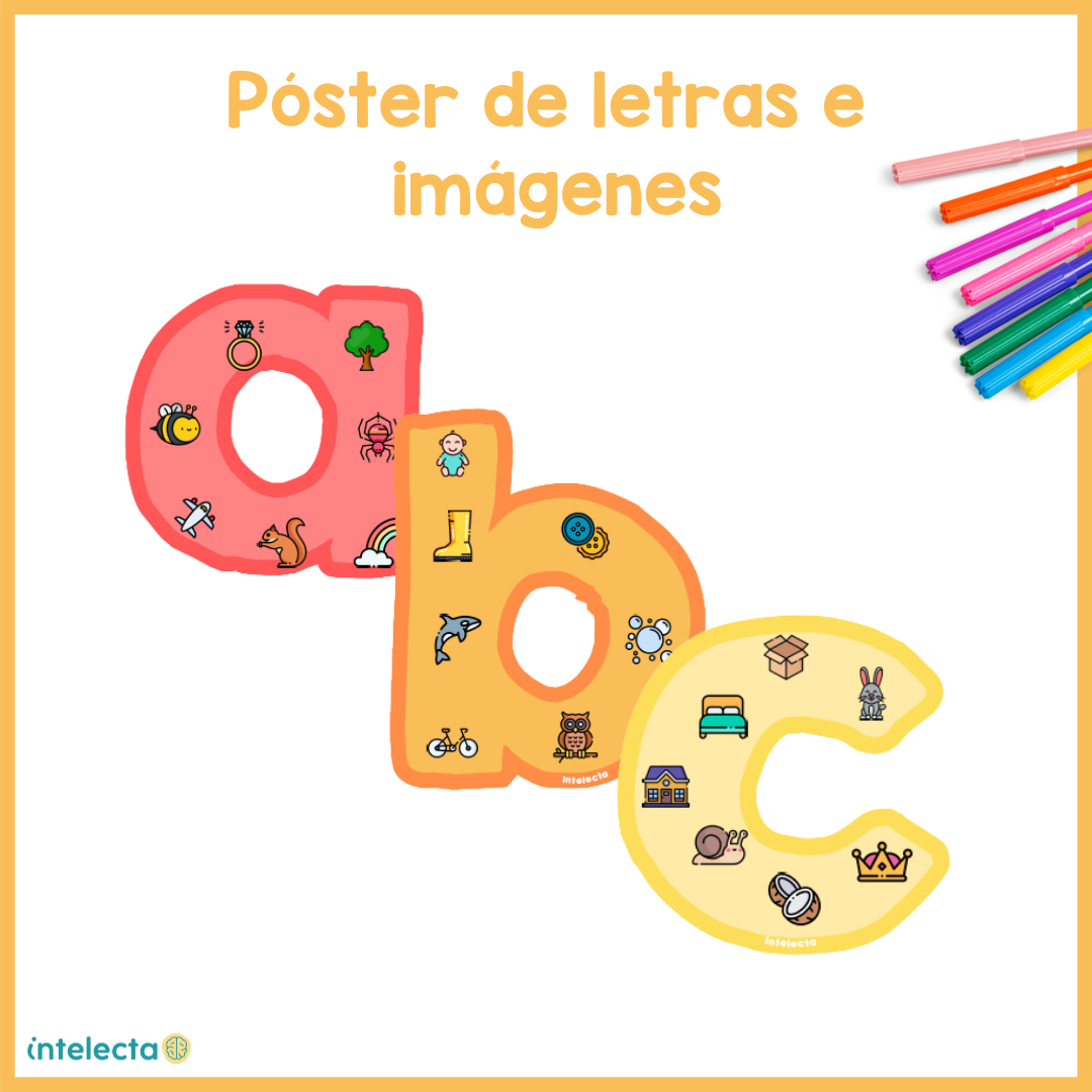 Póster letras e imágenes (arcoiris) – Intelecta