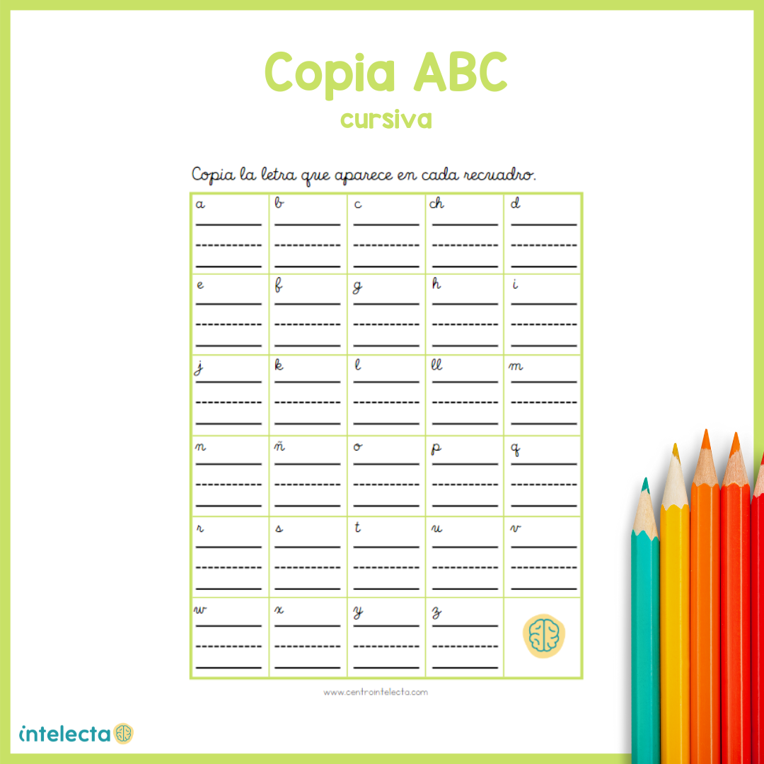 Copia abc y números (cursiva) – Intelecta